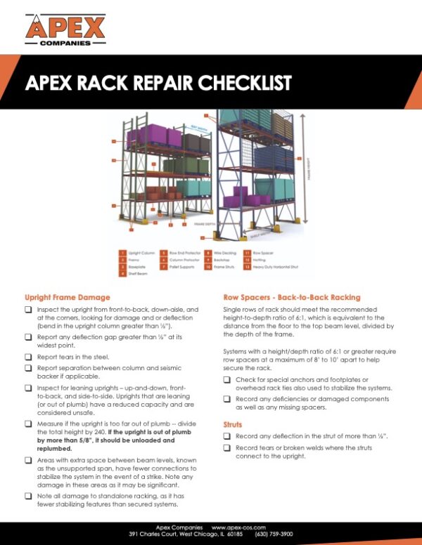 Pallet Rack Inspection Checklist - Assessing Forklift Damage
