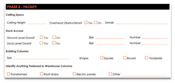 Warehouse Design Site Survey - Download Comprehensive Form